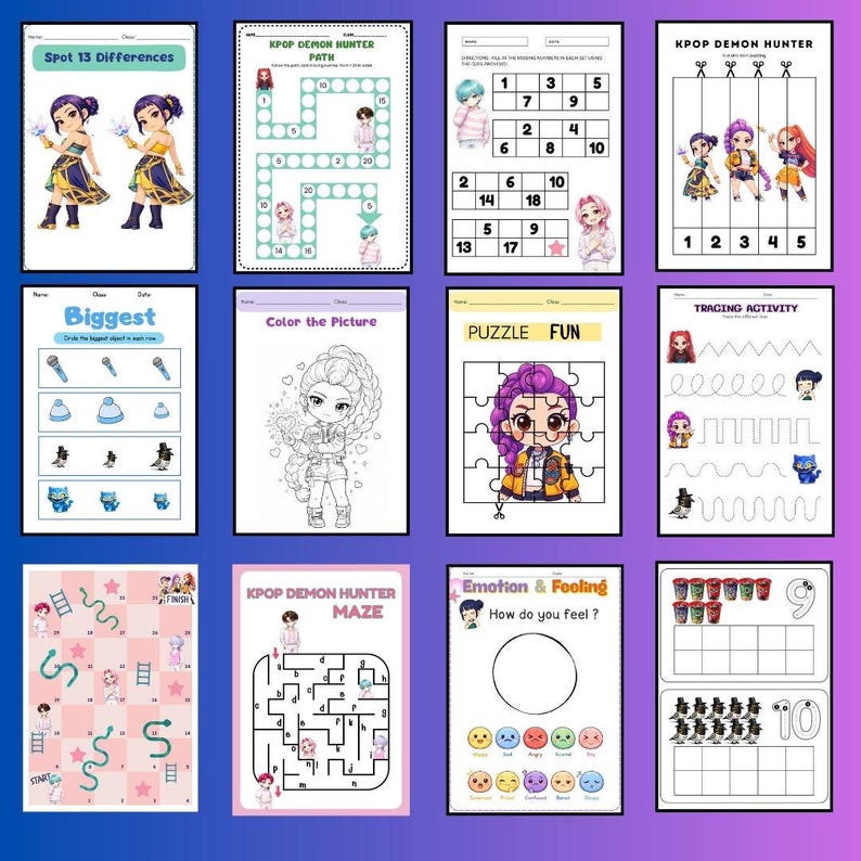 Kpop Demon Hunters Activity Book | Preschool Workbook, 80 Pages ...