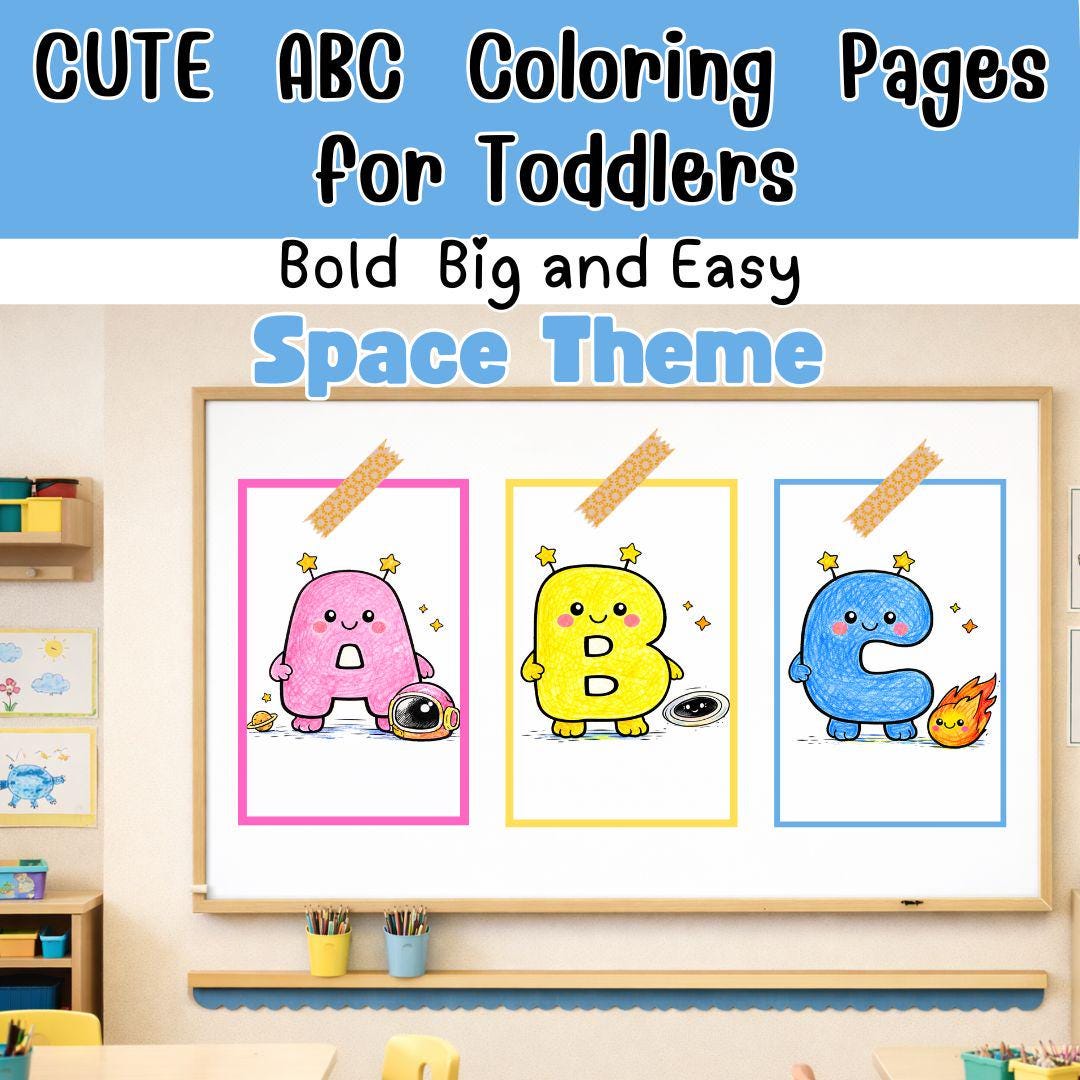 Space Alphabet Coloring Pages A-Z | Preschool ABC Printable (PDF) - Etsy