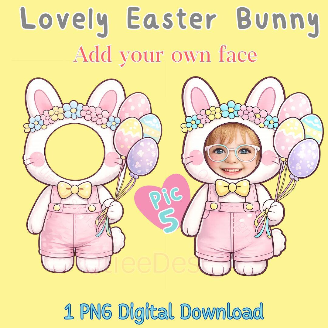 Easter Bunny Photo Craft PNG, Kids Face Hole Template, Preschool ...