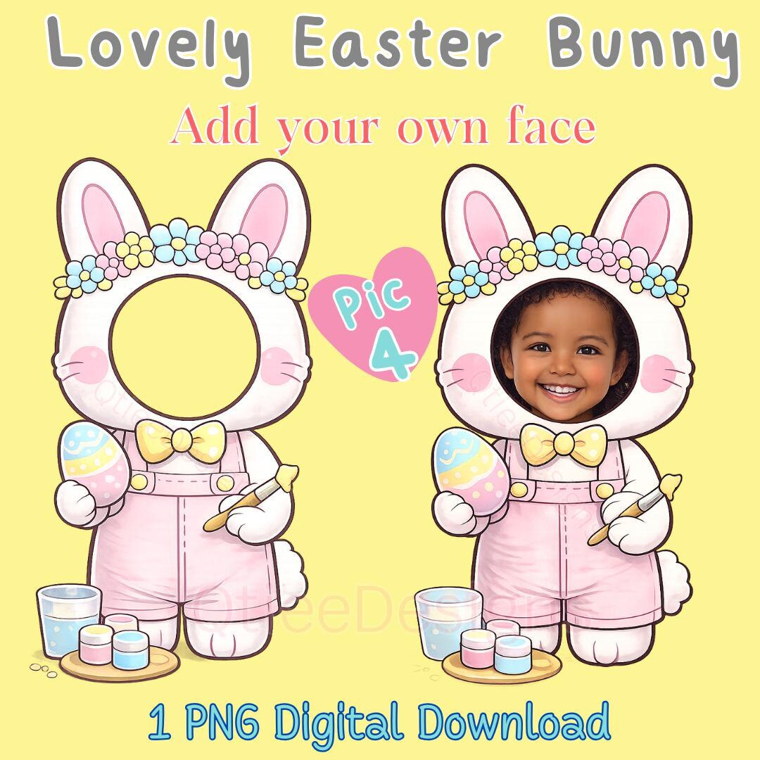 Easter Bunny Photo Craft PNG, Kids Face Hole Template (digital Download ...