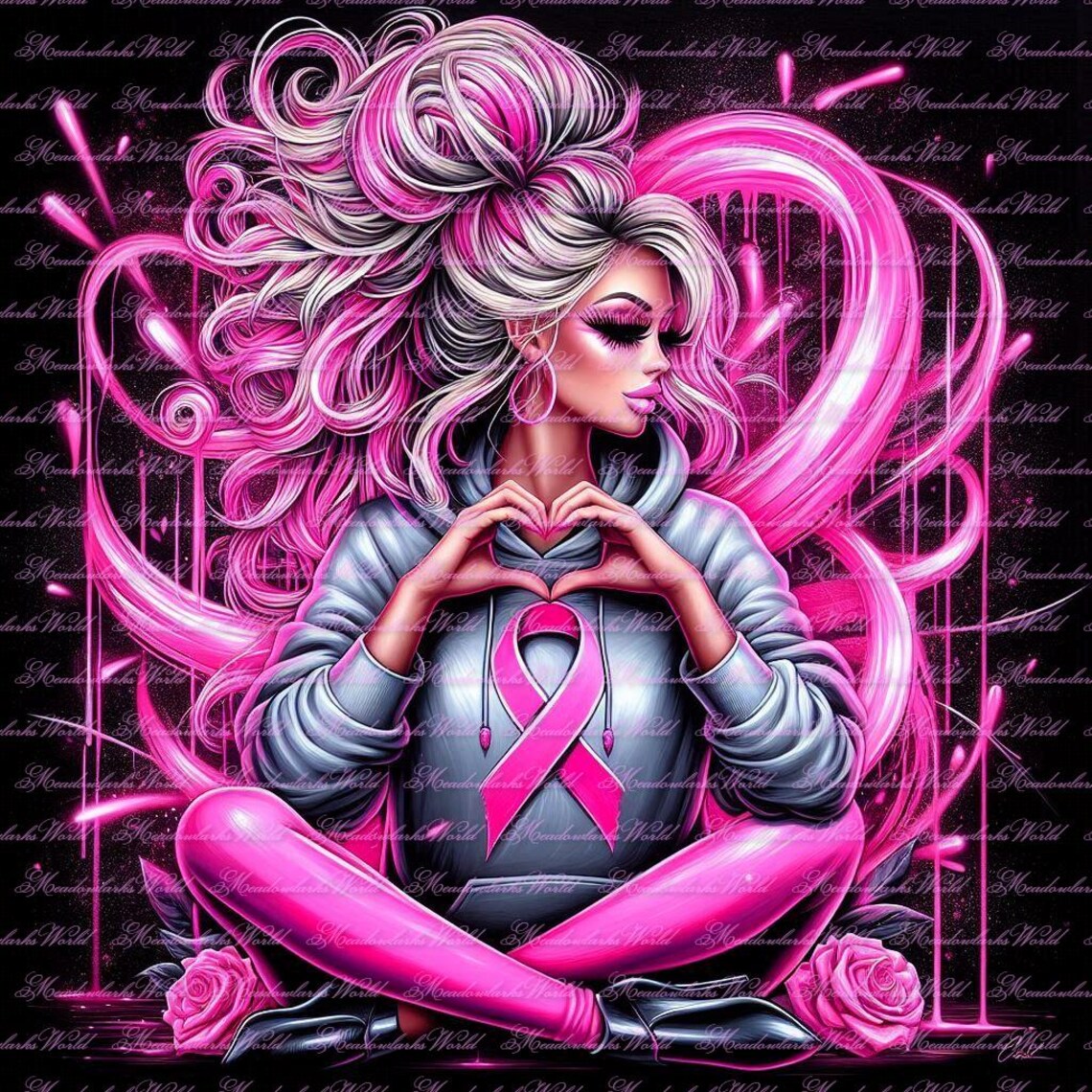 Breast Cancer Awareness Clipart, Pink Ribbon Women (digital Download ...