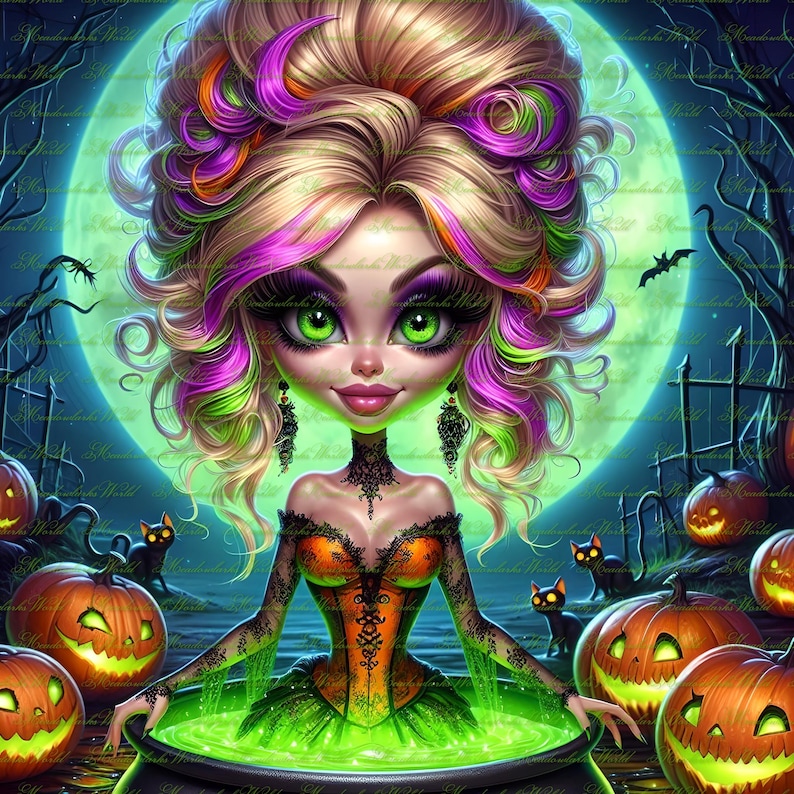 5 Digital Clipart Beautiful Neon Witch Woman, Digital Art, Clip Art ...