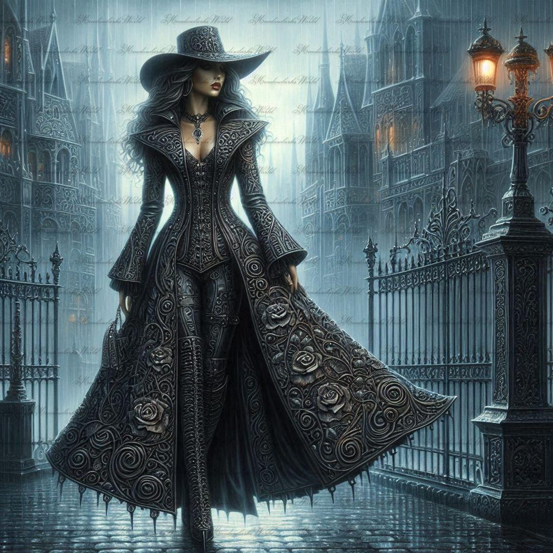 5 Digital Clipart Beautiful Woman. Goth. Gothic. Woman. Leather ...