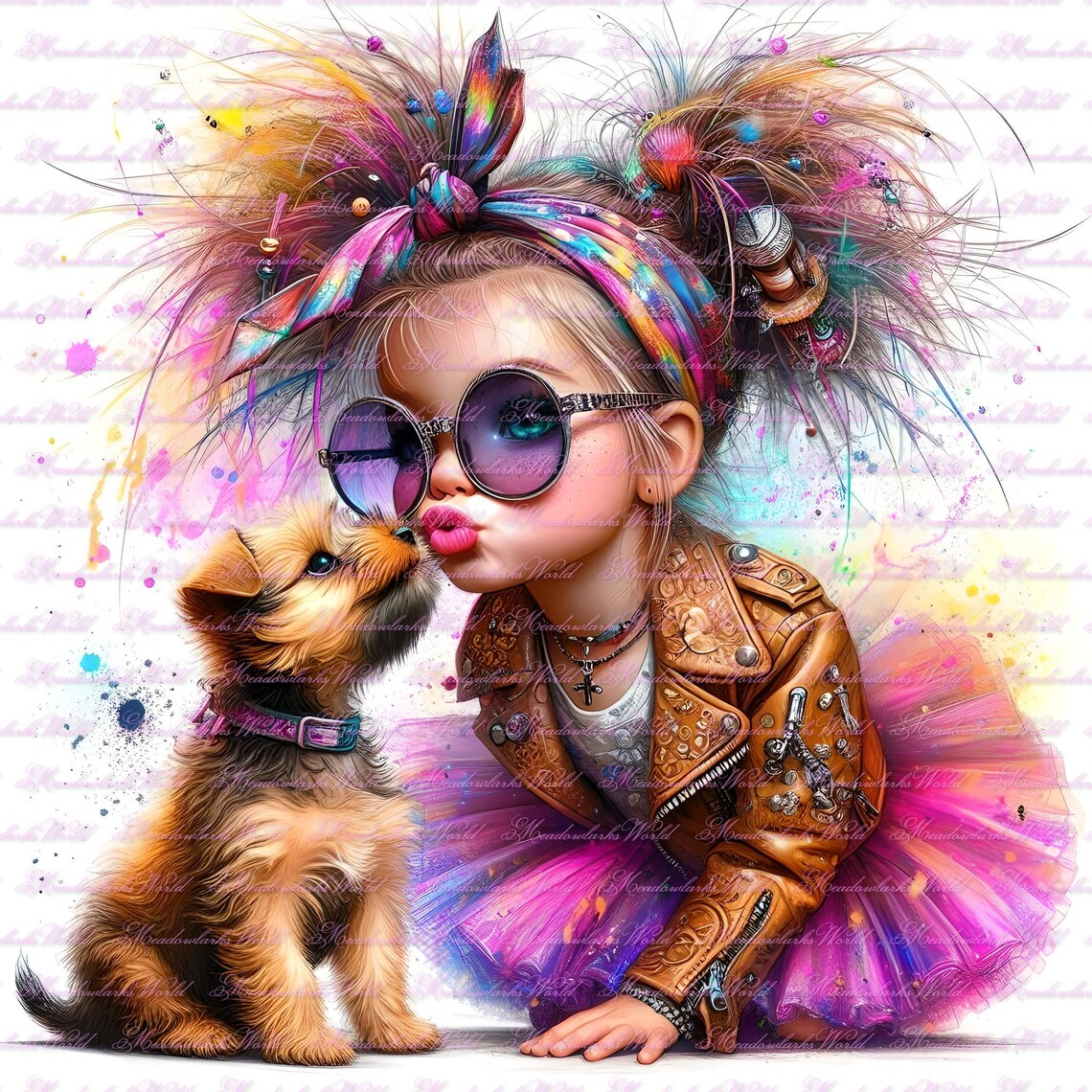 5 Digital Clipart Girl With Her Puppy, Digital Art, Clip Art, Animals ...
