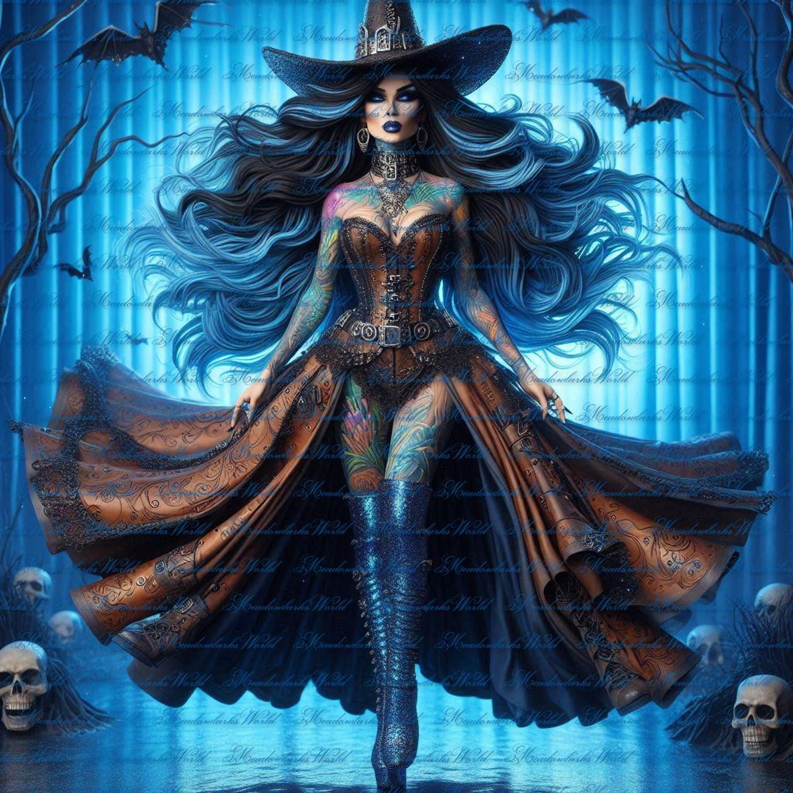 5 Digital Clipart Beautiful Western Witch Woman, Digital Art, Clip Art ...