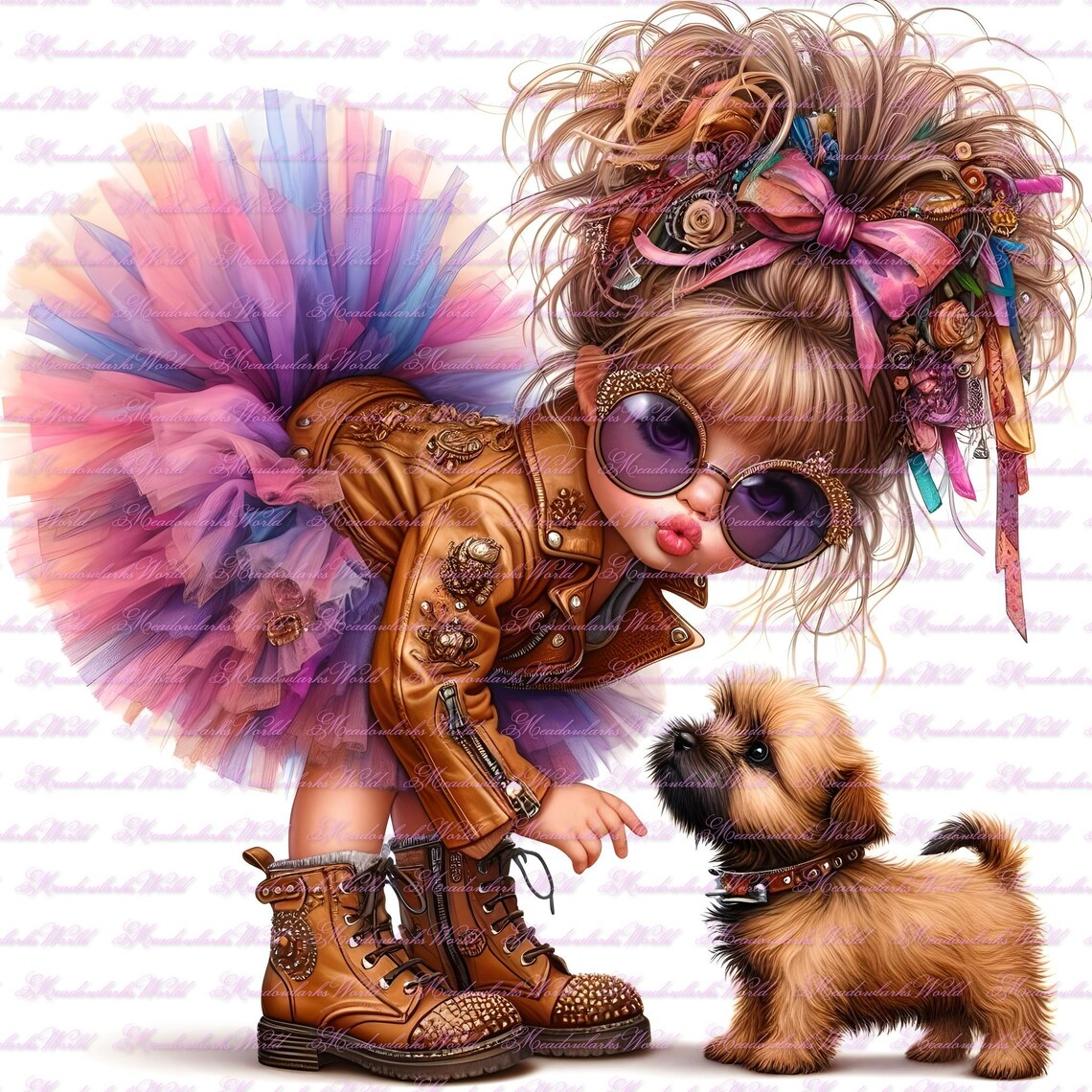 5 Digital Clipart Girl With Her Puppy, Digital Art, Clip Art, Animals ...