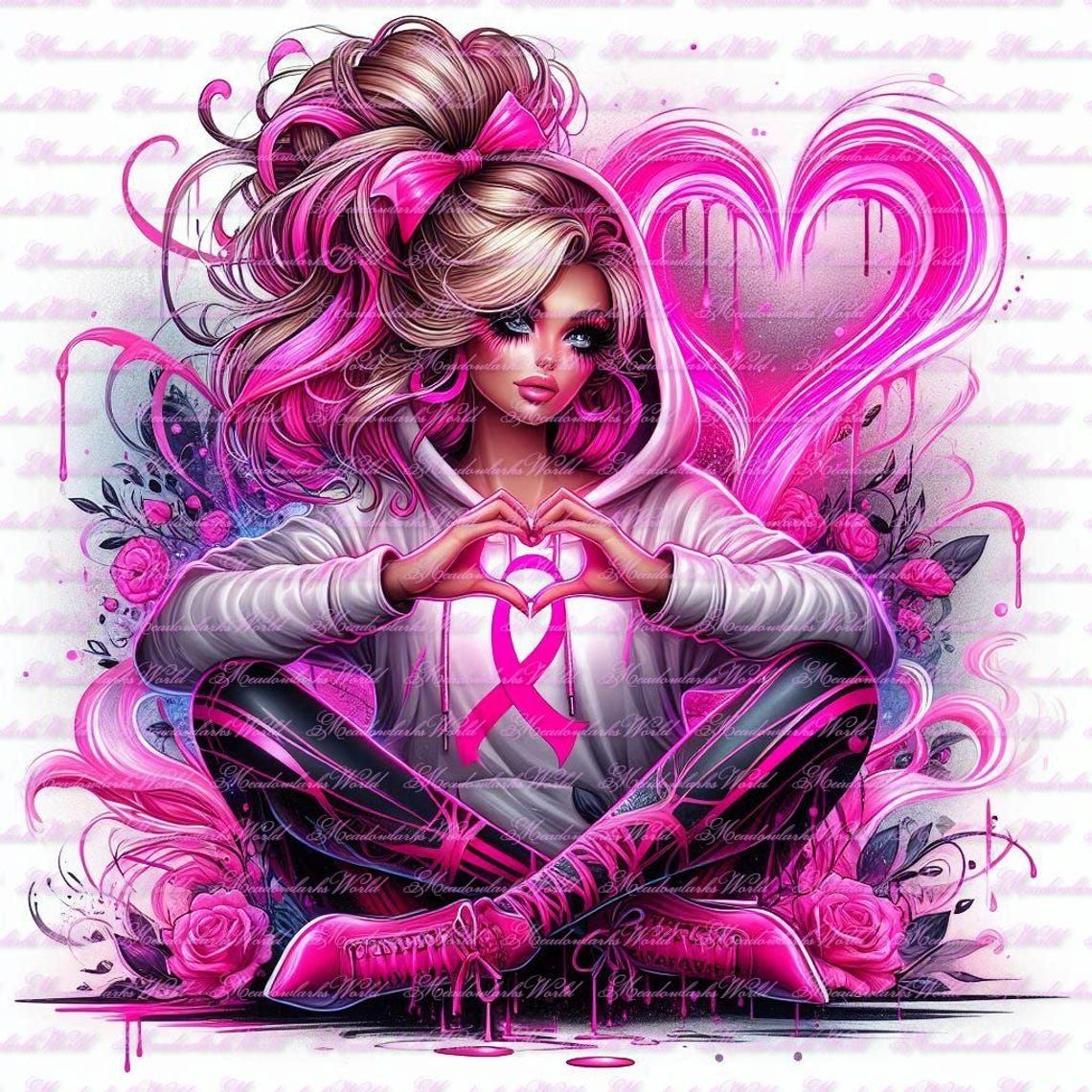 Breast Cancer Awareness Clipart, Pink Ribbon Women (digital Download ...
