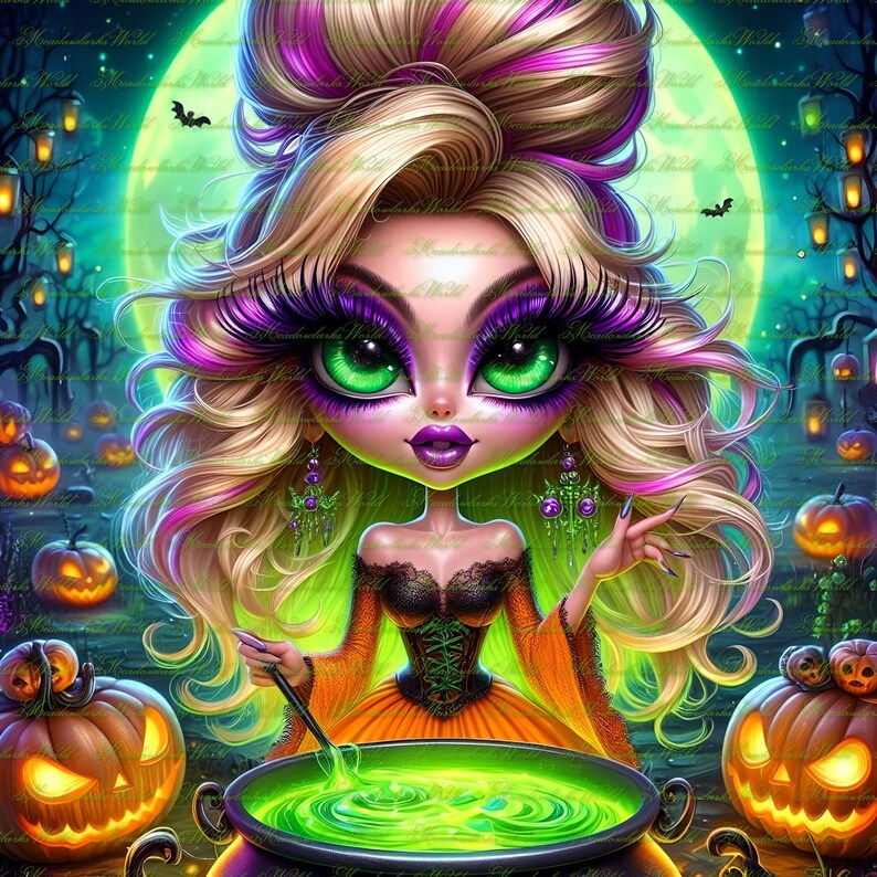 5 Digital Clipart Beautiful Neon Witch Woman, Digital Art, Clip Art ...