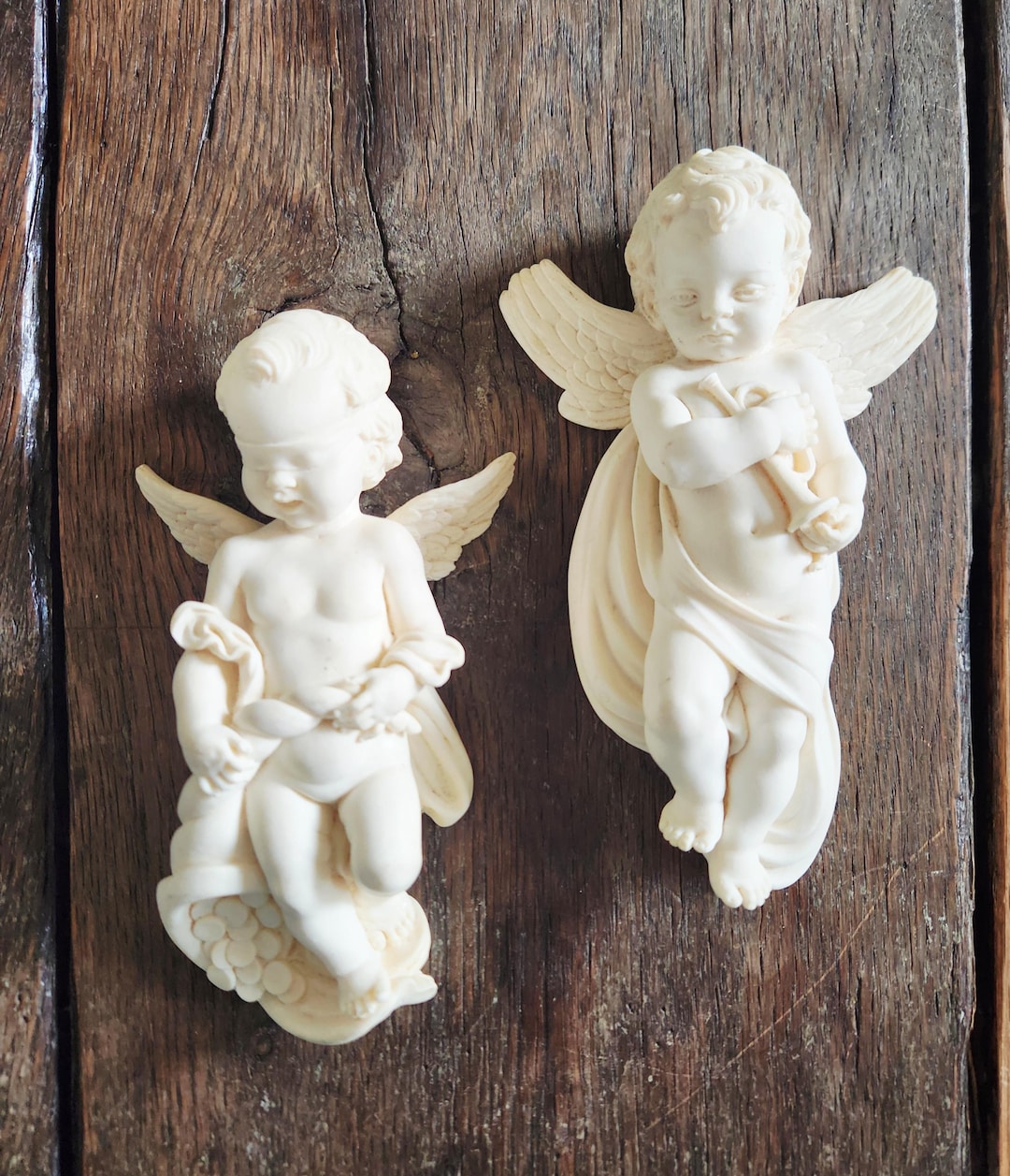 Vintage Italian Alabaster Cherub Wall Sculptures by Giannelli, Mid ...