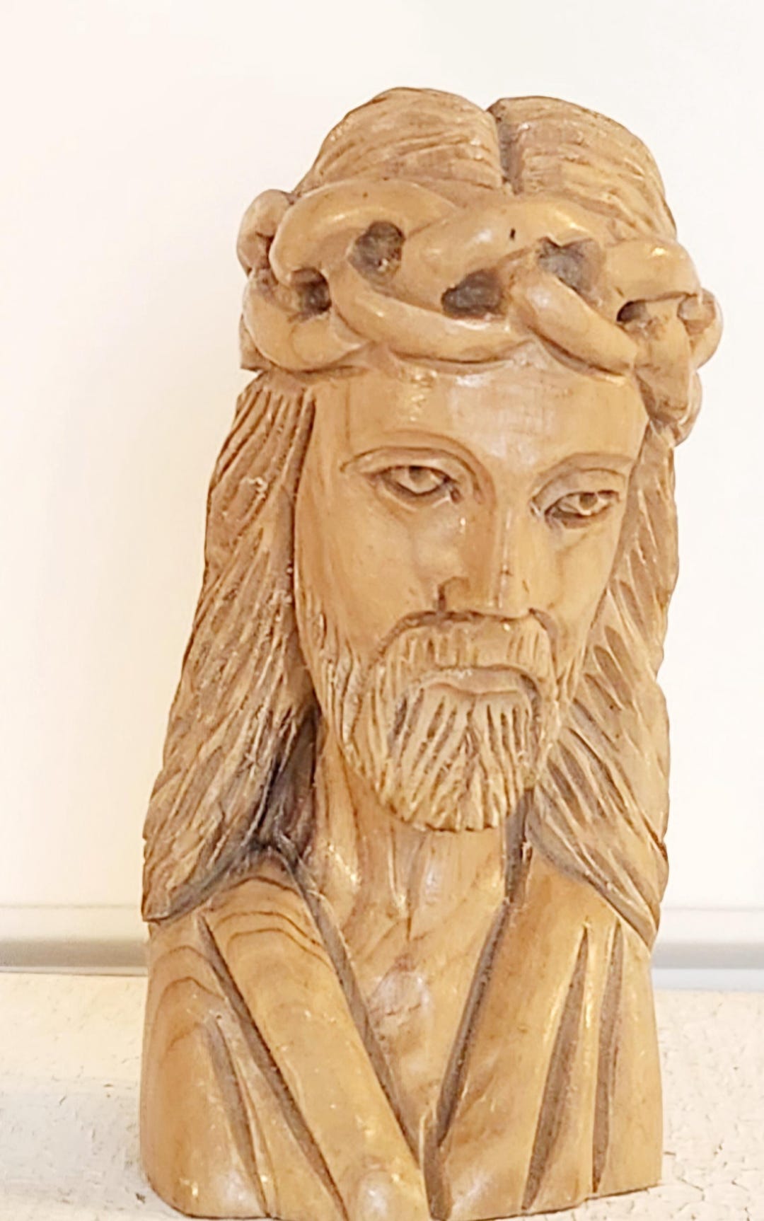Vintage Hand Carved Wood Jesus Christ Sculpture Bust - Etsy