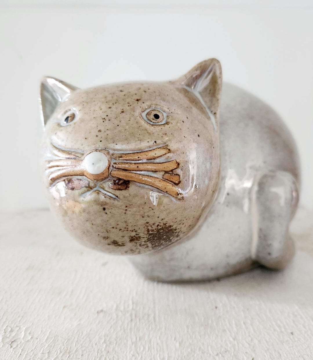 Vintage Stoneware Fat Cat Pottery Large Sculpture Figurine - Etsy