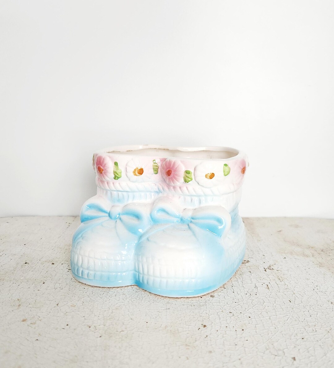 Vintage Ceramic Baby Bootie Planter - Etsy