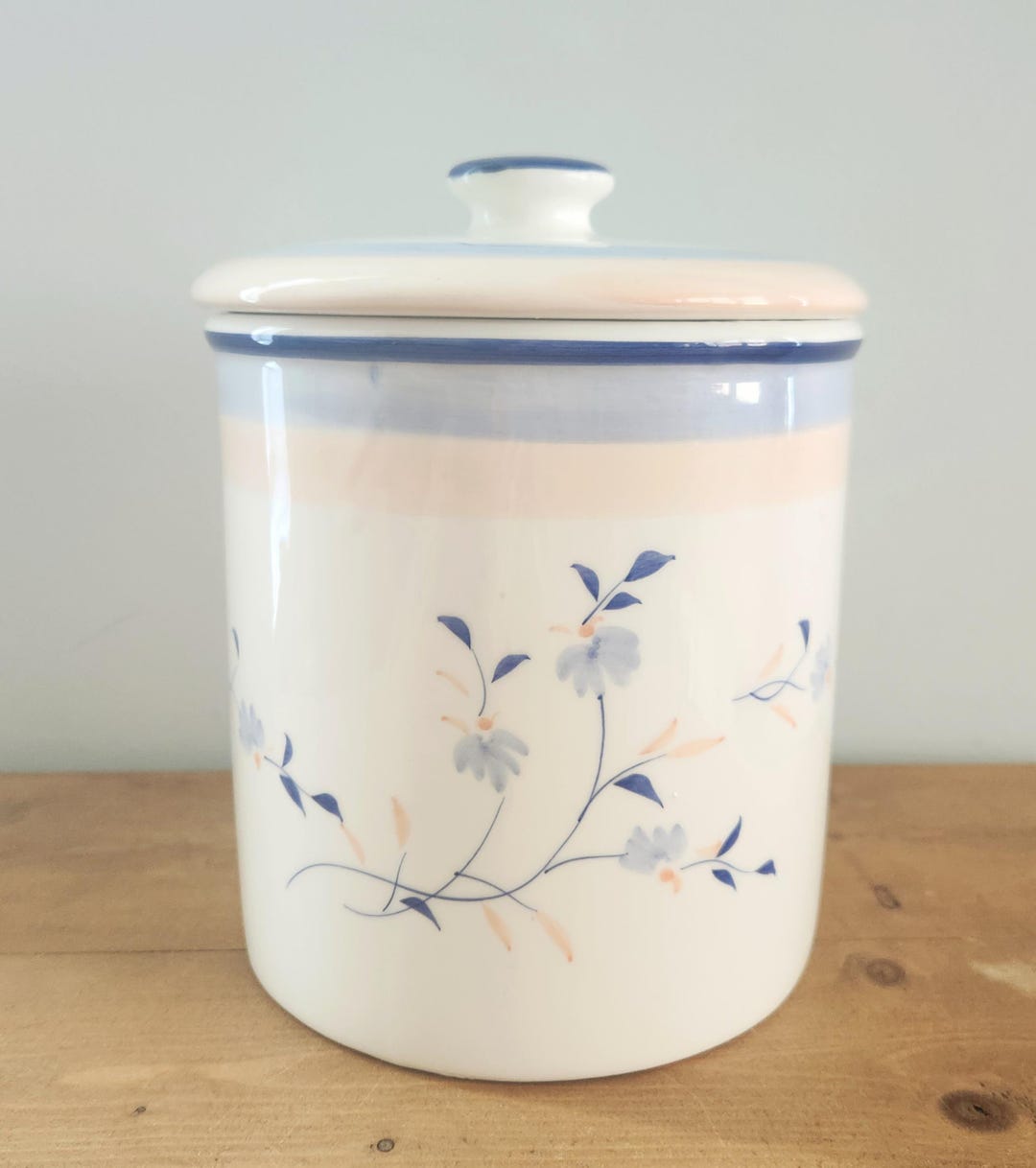 Princess House Ceramic Cookie Jar Canister Rare Print - Etsy