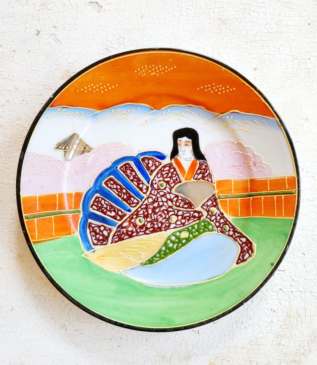 Vintage Japanese Handpainted Plate - Etsy