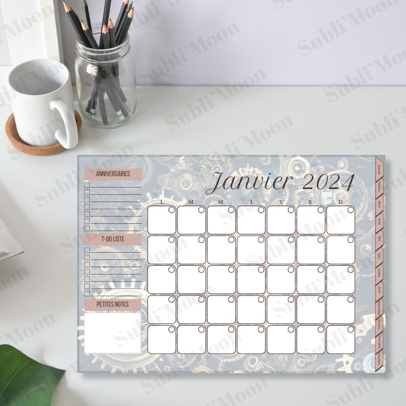 2024 Monthly Digital Calendar Steampunk Style - Etsy