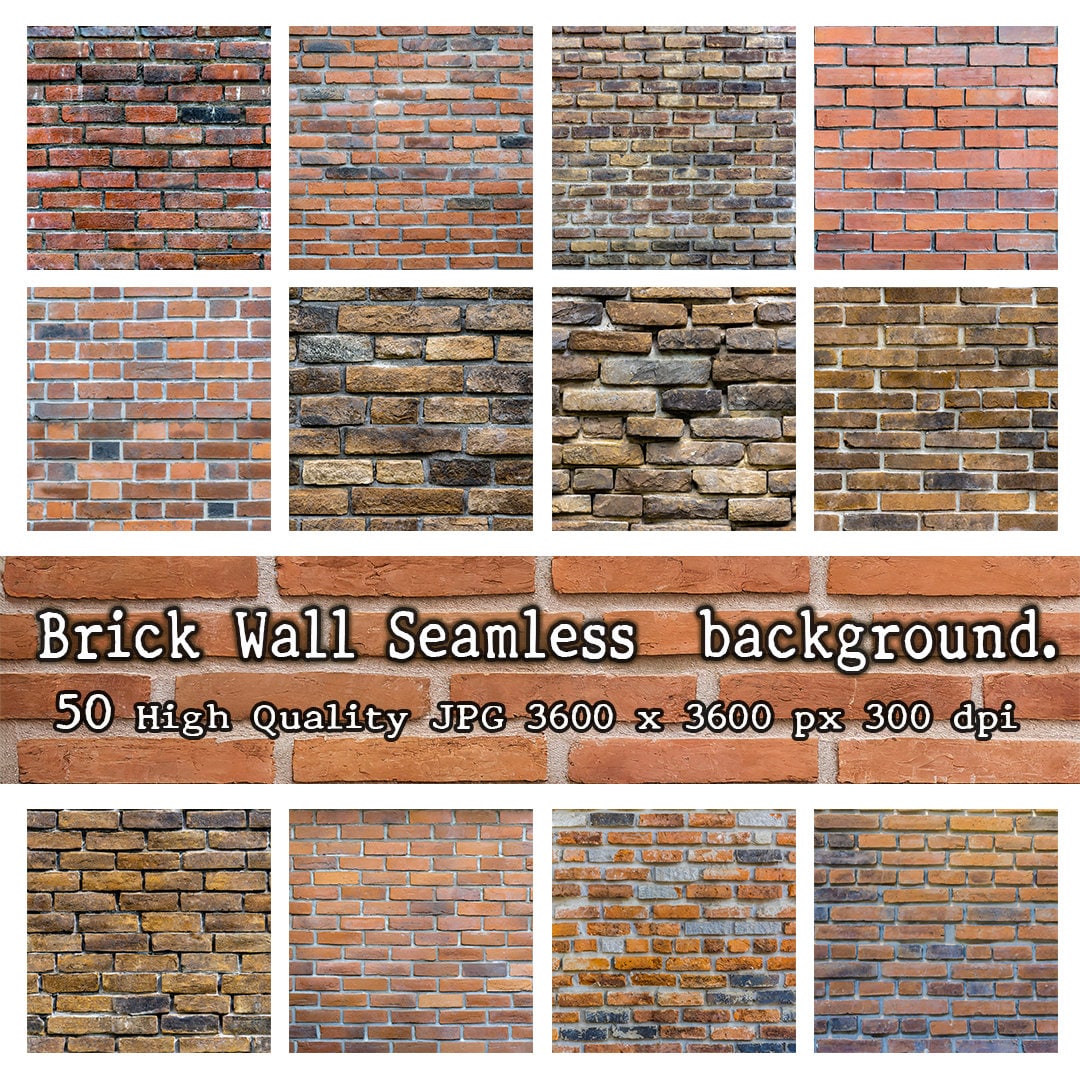 50 Brick Wall Seamless, High Quality JPEG 3600x3600px 300 Dpi, Brick ...