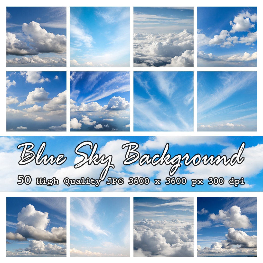 50 Cloudy Sky Digital Papers, High Resolution Backgrounds (digital ...