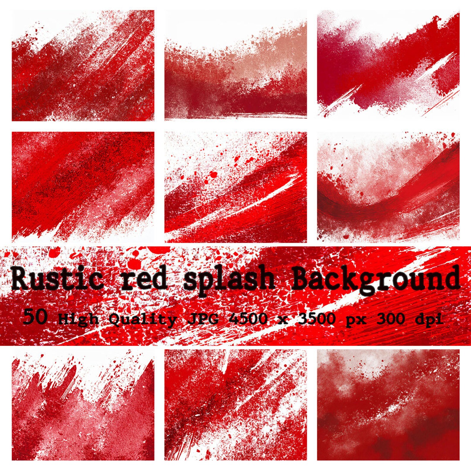 50 Red Splash Backgrounds, Horror Splatter Textures (digital Download ...