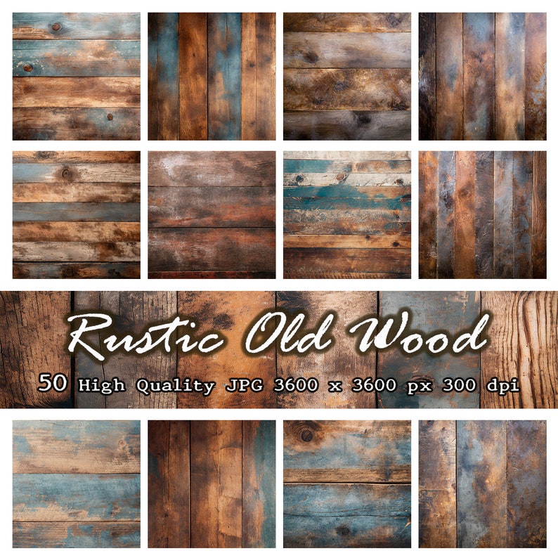 50 Rustic Old Wood Background Digital Papers, Old Wooden Texture Paper ...
