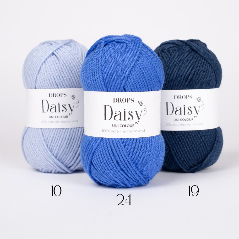 Merino Yarn DROPS Daisy Extra Fine Merino Wool Yarn DK Worsted Weight Yarn Knitting Yarn 100% ...