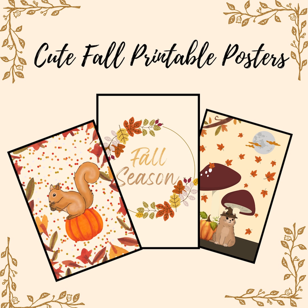 Printable Fall Poster Its Fall Season Poster Cute Animals - Etsy