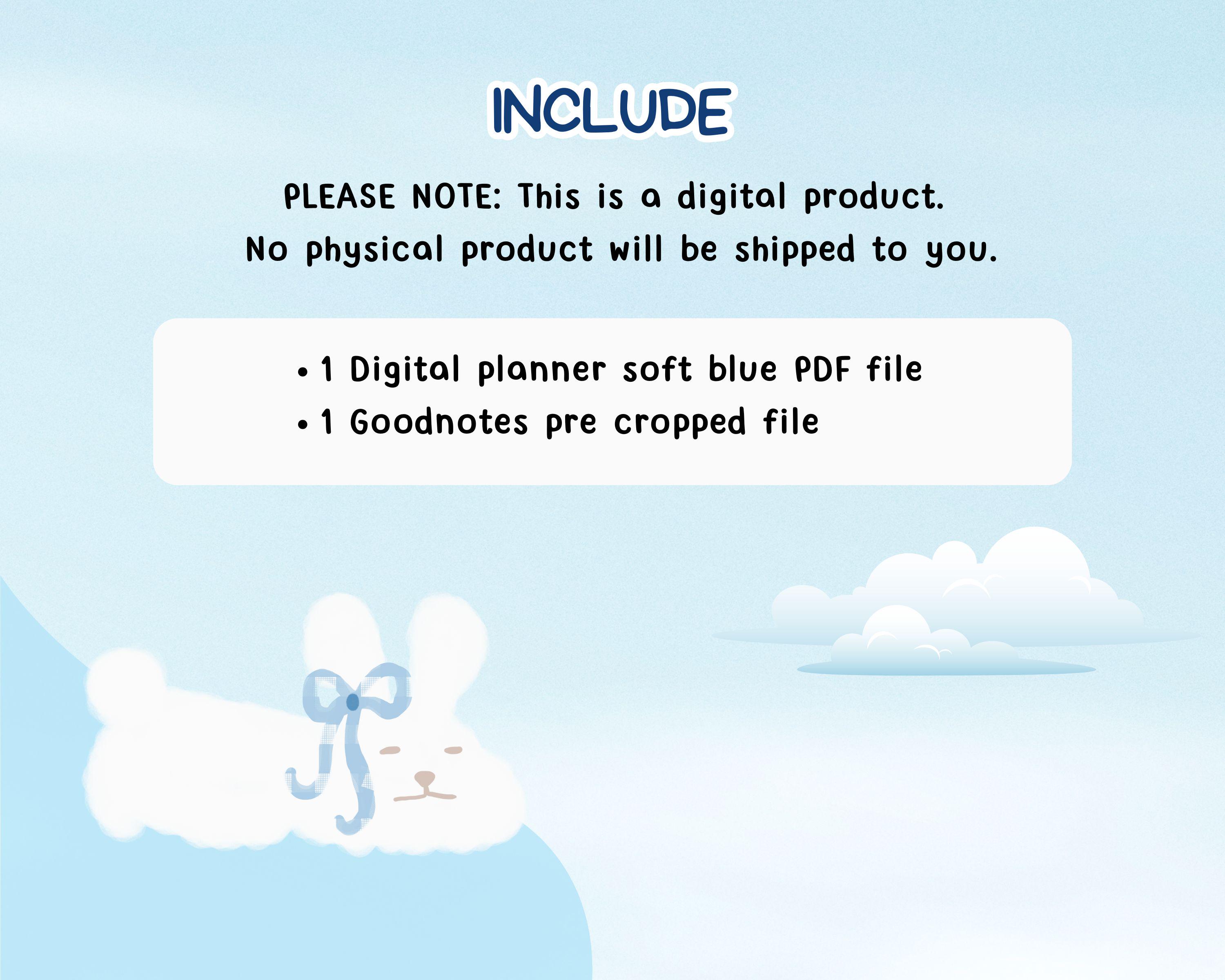 Undated Soft Blue Digital Planner for Goodnotes: Hyperlinked Note ...