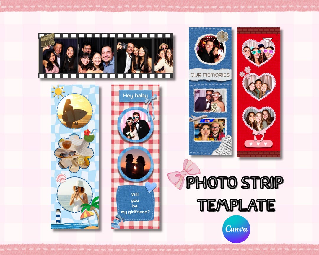 Photo Booth Strip Template Canva |editable Photo Booth Template for ...