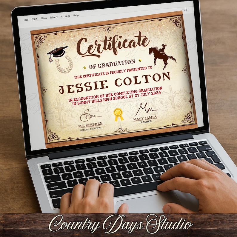 Editable Western Graduation Certificate Template (digital Download) - Etsy