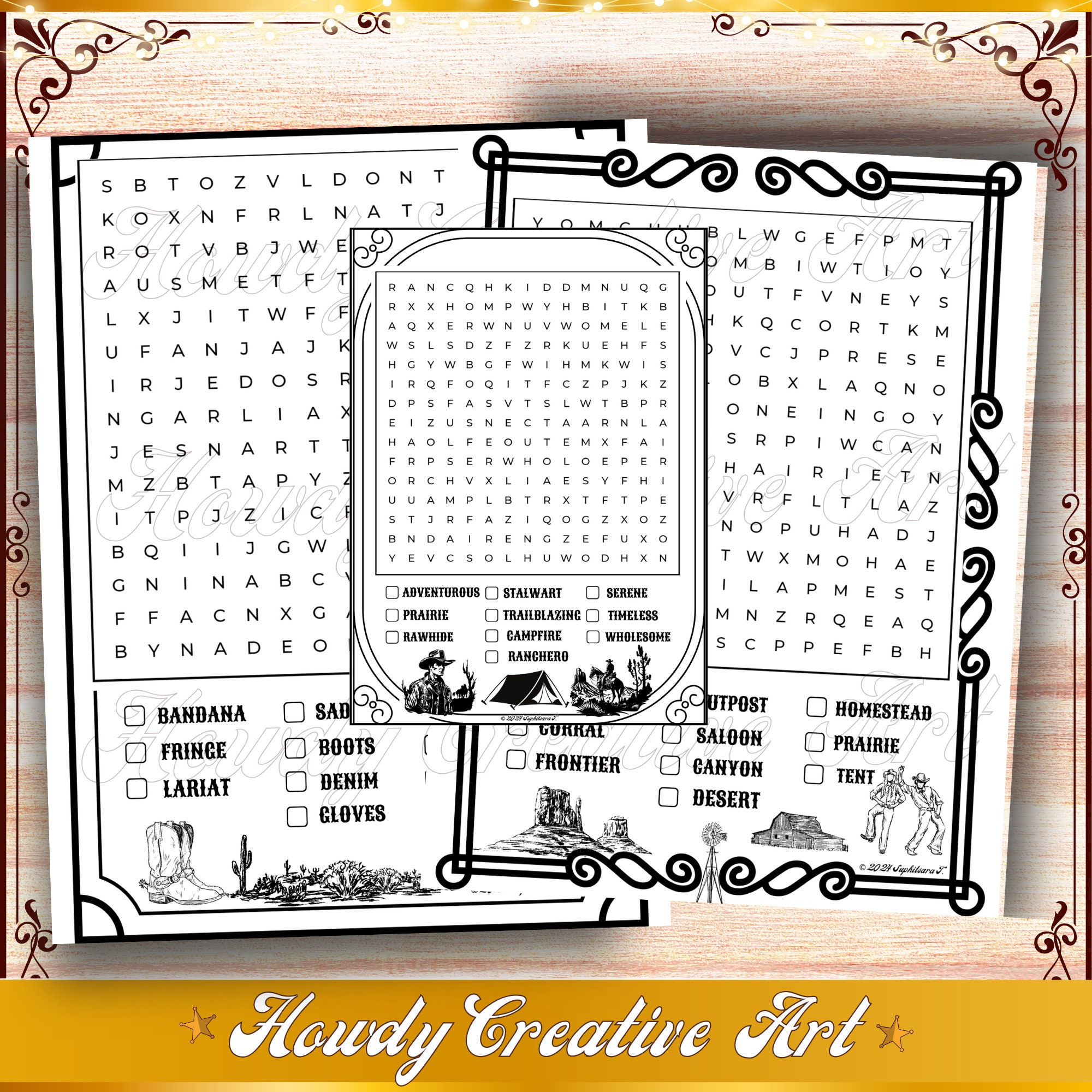 Printable Western Cowboy Word Snake Puzzle Sheets | Fun Word Game Old ...