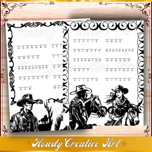 Printable Western Cowboy Word Scrambler Puzzles Game Worksheets | Fun ...