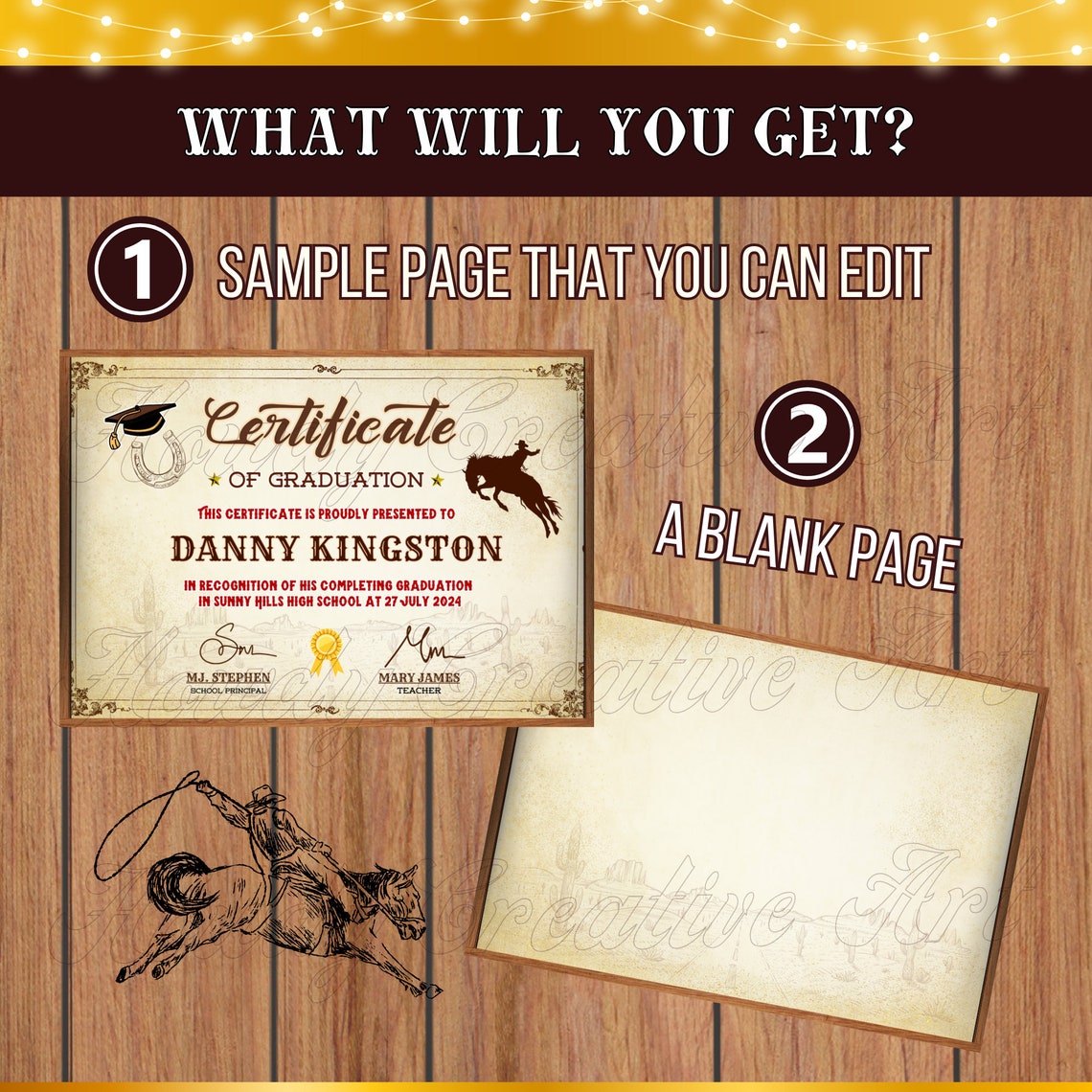 Editable Certificate of Graduation Western Themed Template | High ...