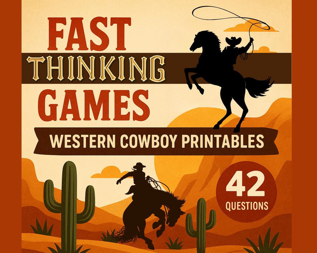 Western Cowboy Think Fast Game: Printable Activity Sheets (digital ...