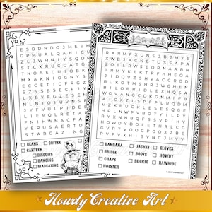 Western Cowboy Word Searches Printable for Kids and Adults | Fun Wild ...
