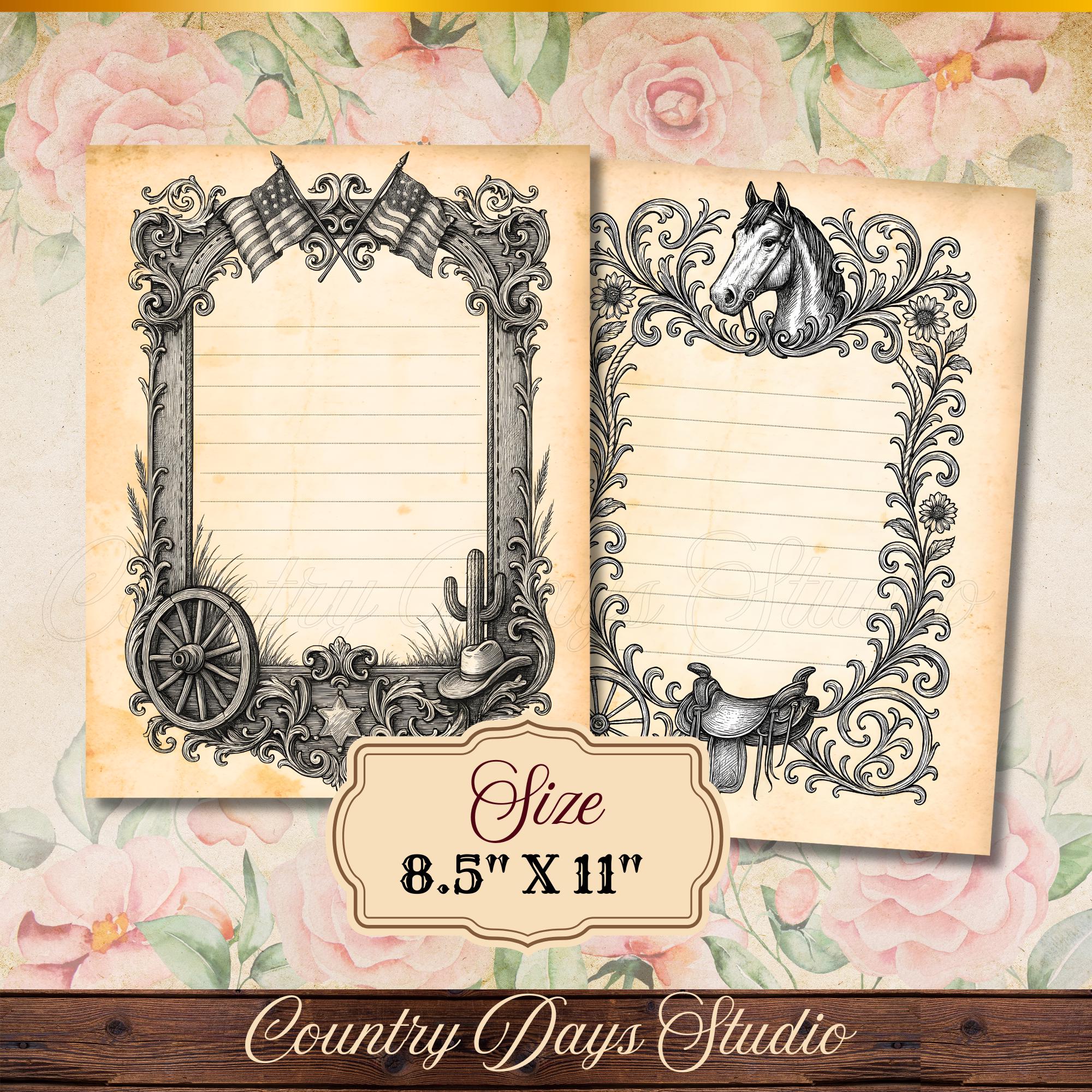 Vintage Western Writing Paper: Cowboy Journal Pages (digital Download ...