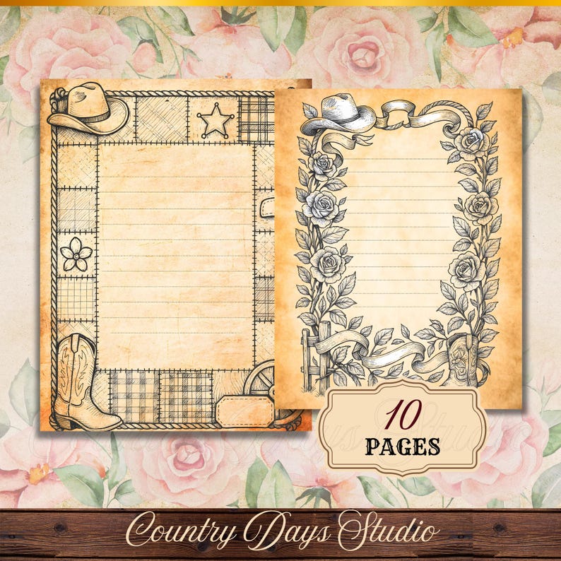 Vintage Western Writing Paper: Cowboy Journal Pages (digital Download ...