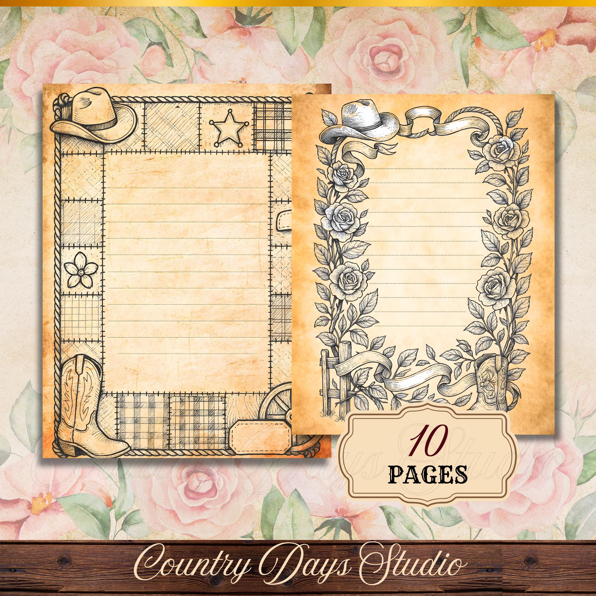 Vintage Western Writing Paper: Cowboy Journal Pages (digital Download ...