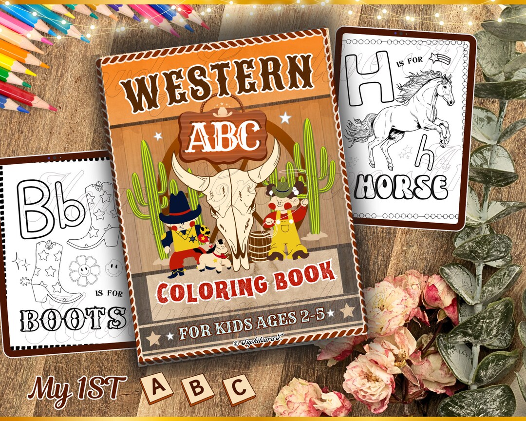 Cowboy ABC Coloring Pages | Fun Western Baby Shower Activity Pack for ...