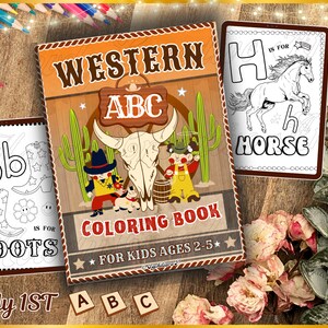 Cowboy ABC Coloring Pages | Fun Western Baby Shower Activity Pack for ...