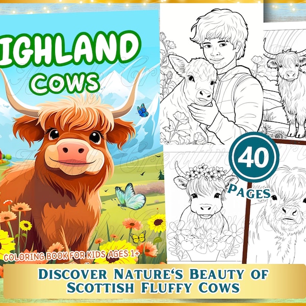 Highland Cow Coloring Book - Etsy