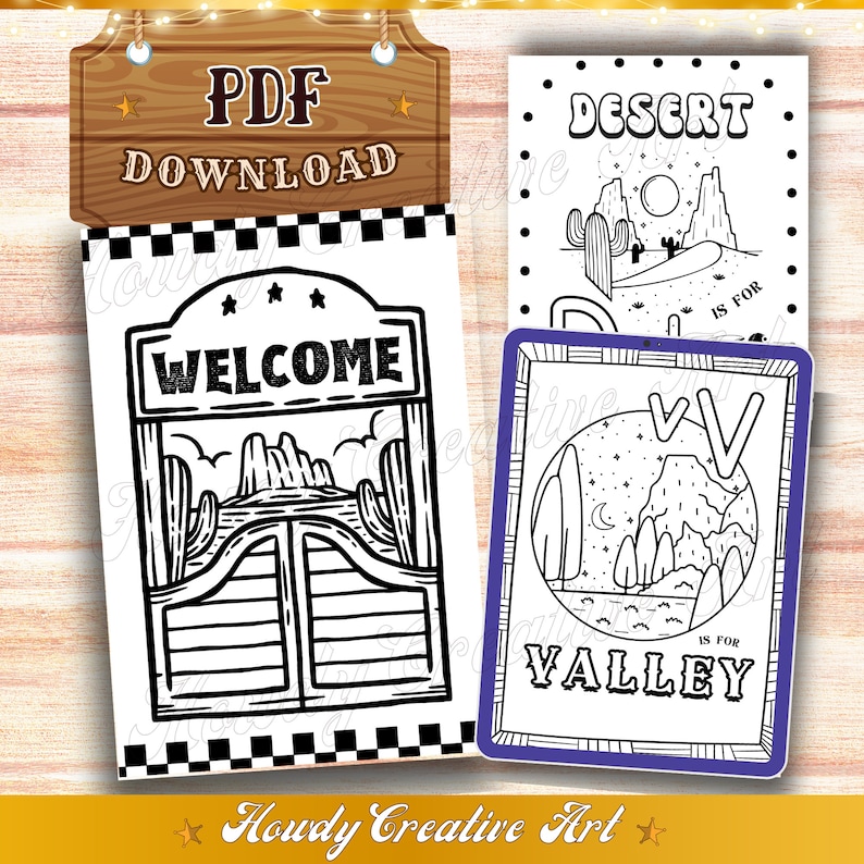 Cowboy ABC Coloring Pages | Fun Western Baby Shower Activity Pack for ...