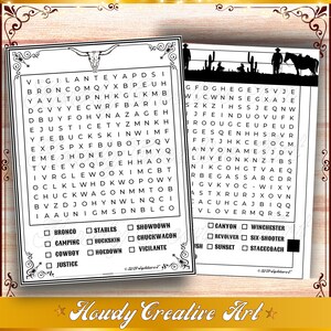 Western Cowboy Word Searches Printable for Kids and Adults | Fun Wild ...