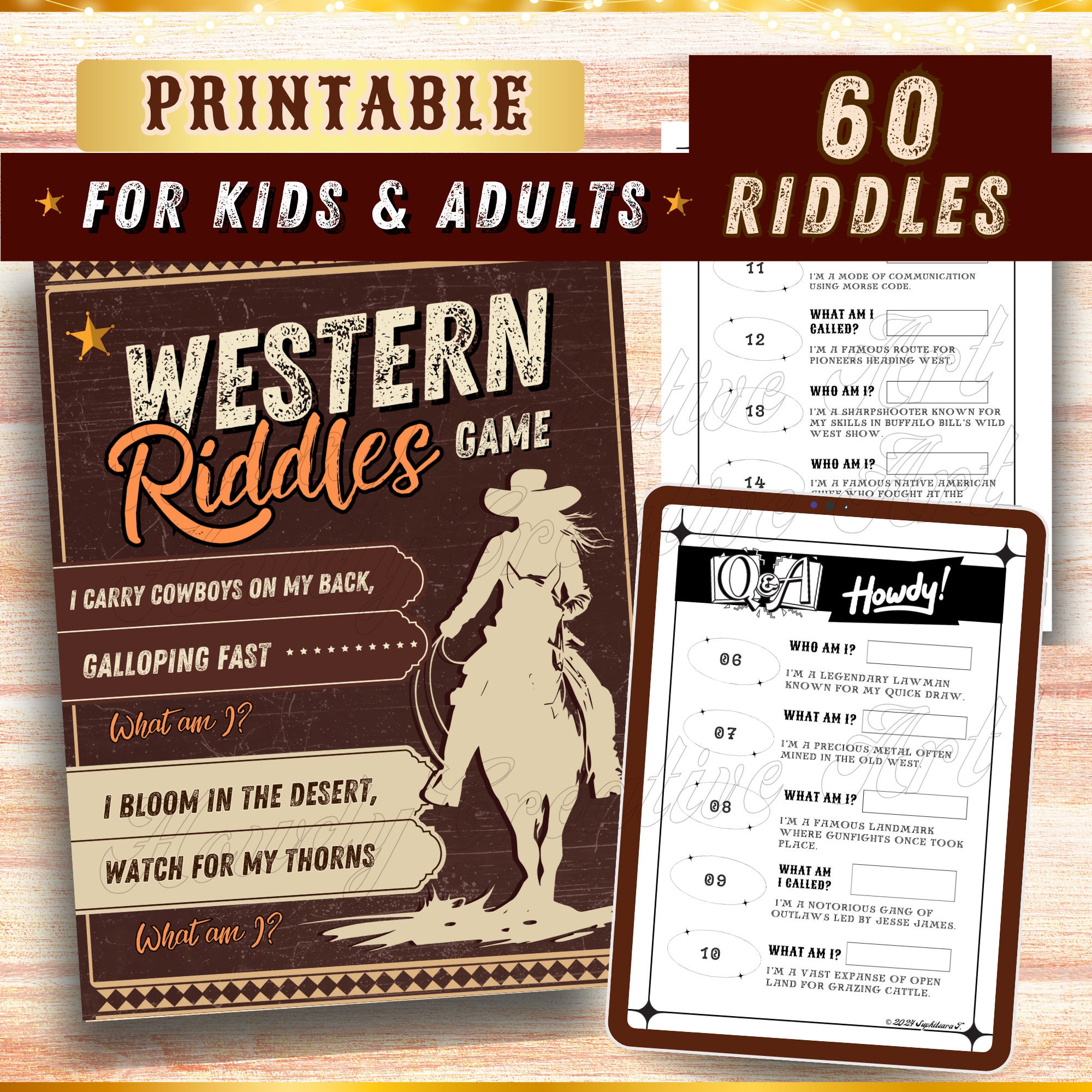 Western Cowboy Riddle Hunt Game: 60 Questions (printable PDF) - Etsy