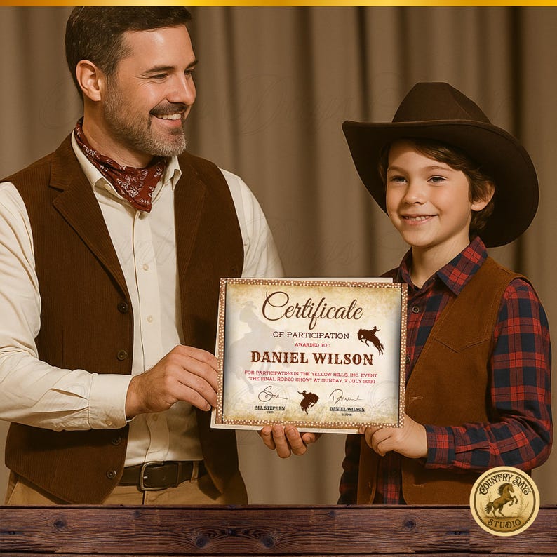 Editable Western Certificate Template: Rustic Cowboy Rodeo Award ...