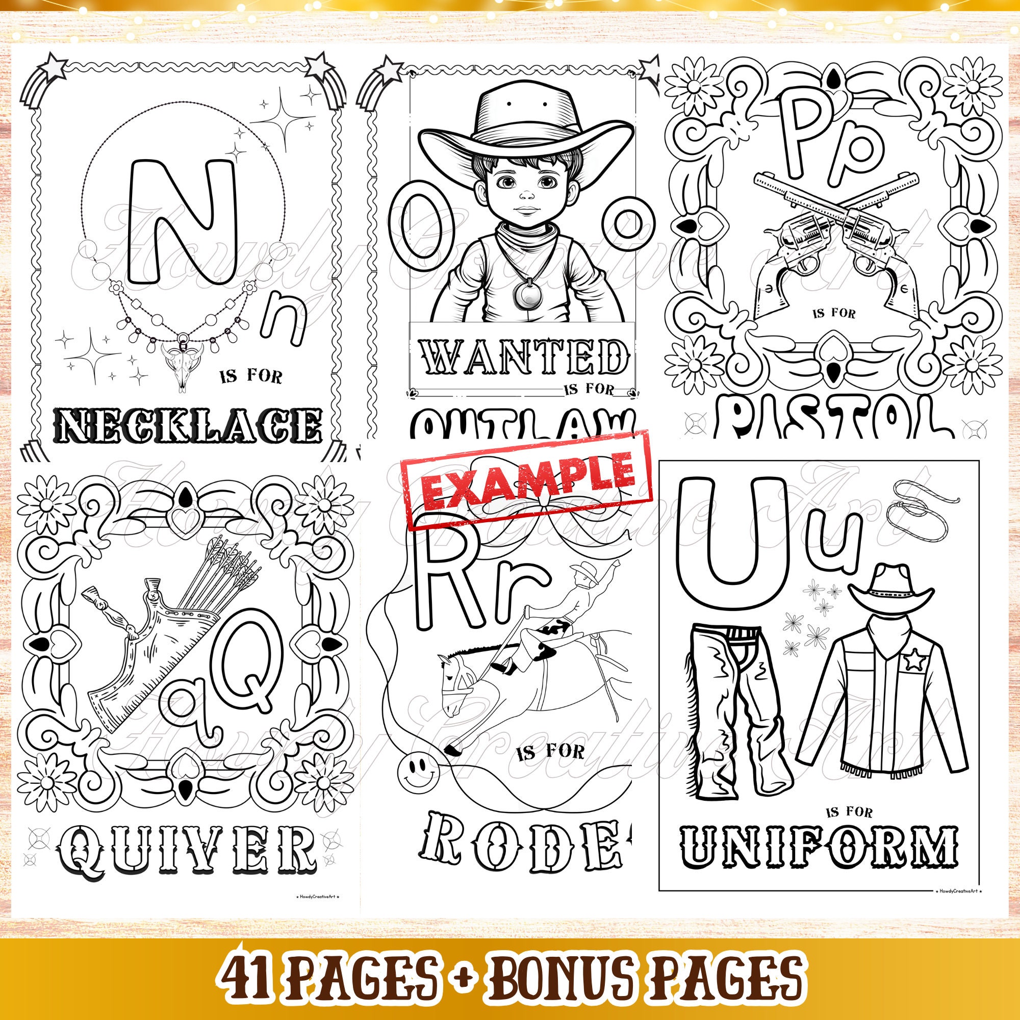 Cowboy ABC Coloring Pages Fun Western Baby Shower Activity Pack for ...