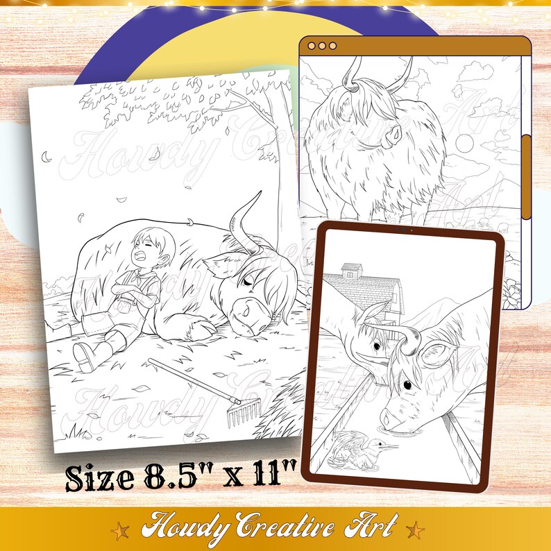 Highland Cow Coloring Pages | Cute Scottish Cows Activity Sheets for ...