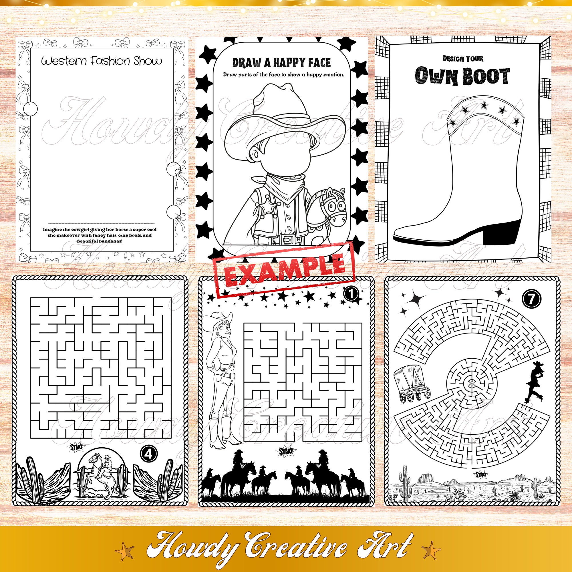 Printable Cowgirl Activity Pages for Kids Fun Western Cowboy Activity ...