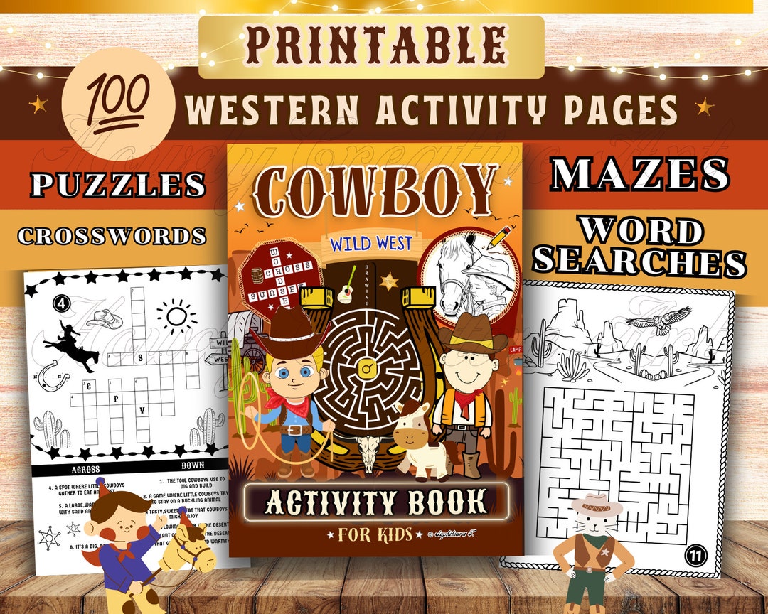 Western Activity Pages | Fun Cowboy Activity Word Games Puzzle ...