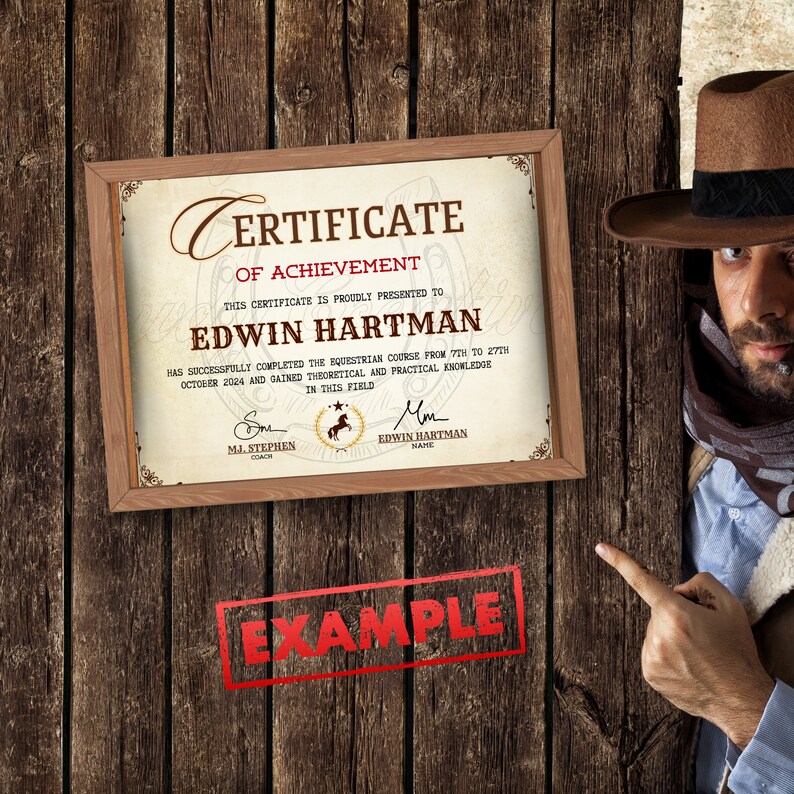 Editable Certificate of Achievement Western Themed | Personalized ...