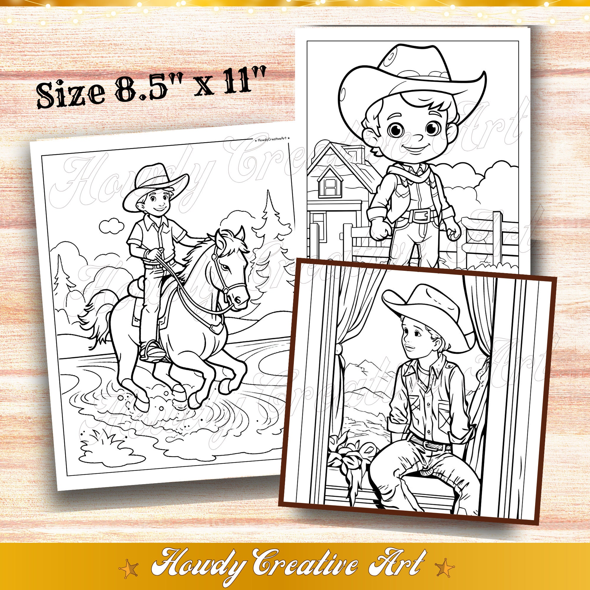 Cowboy Coloring Pages Cute Western Activity Illustrations Fun Wild West ...