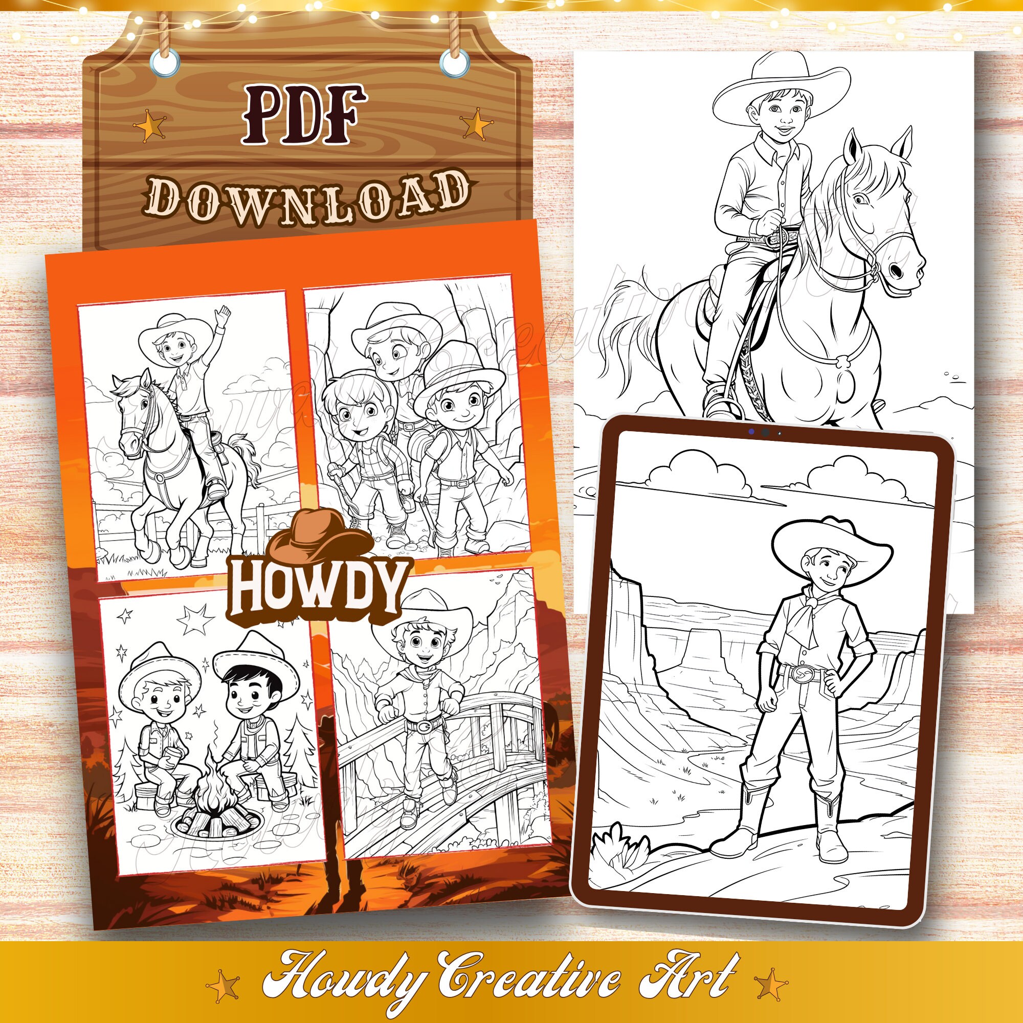 Cowboy Coloring Pages | Cute Western Activity Illustrations | Fun Wild ...